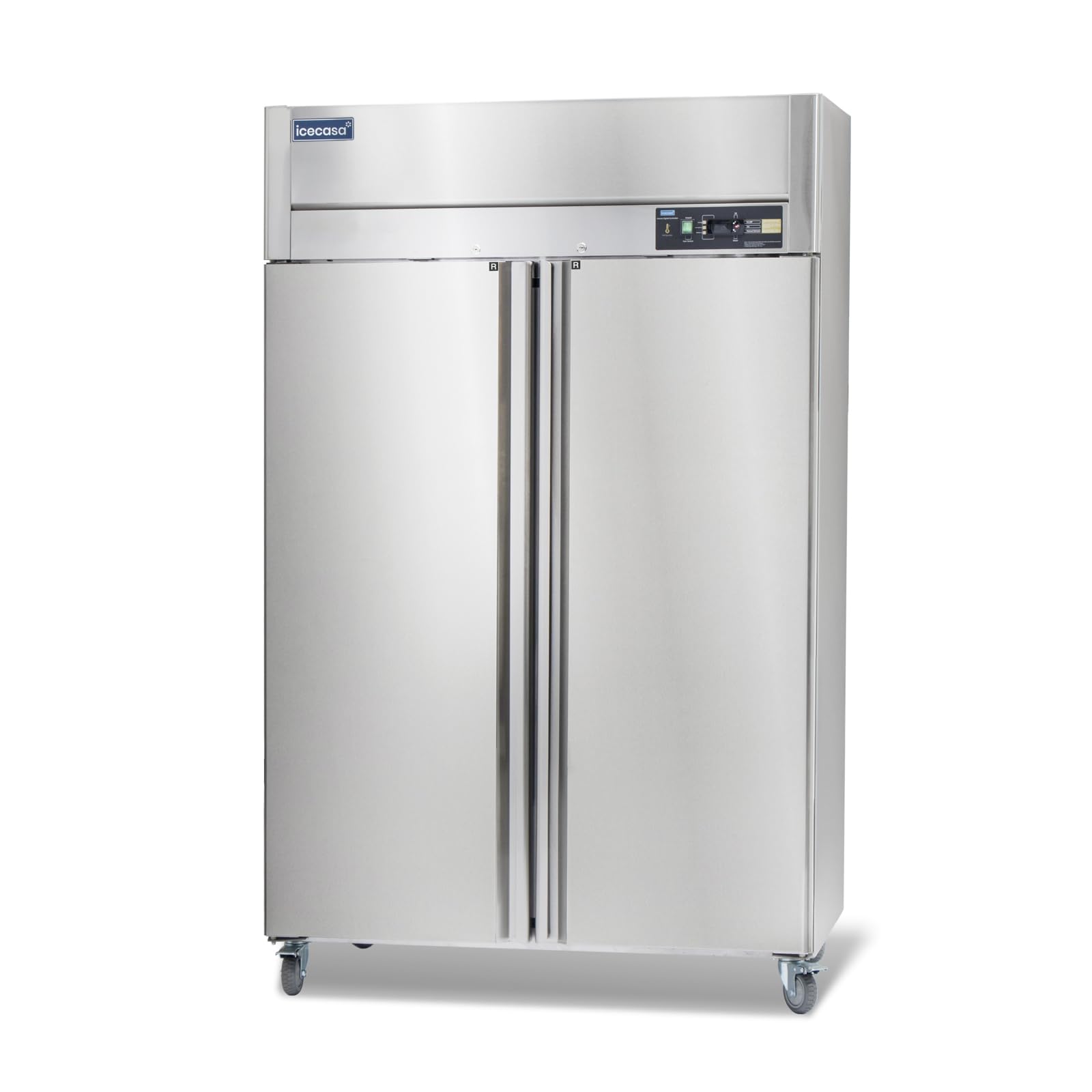 ICECASA 48" W Commercial Refrigerator Reach-in 36 Cu.ft 2 Solid Door Stainless Steel Commercial Refrigerator Fan Cooling for Restuarant, Bar, Shop, etc