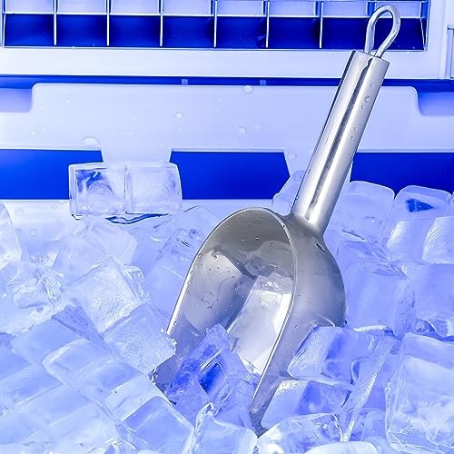 Maxx Ice MIM50P-O Indoor Outdoor Energy Star Built-in Under Counter Clear Ice Maker Machine with Drain Pump Reversible Door 65 Pound Production and 25 Pound Storage Capacity, 14.6" Wide, Silver