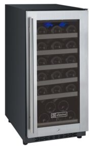 allavino 15" wide flexcount ii tru-vino 30 bottle single zone stainless steel right hinge wine refrigerator