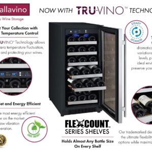 Allavino 15" Wide FlexCount II Tru-Vino 30 Bottle Single Zone Stainless Steel Right Hinge Wine Refrigerator