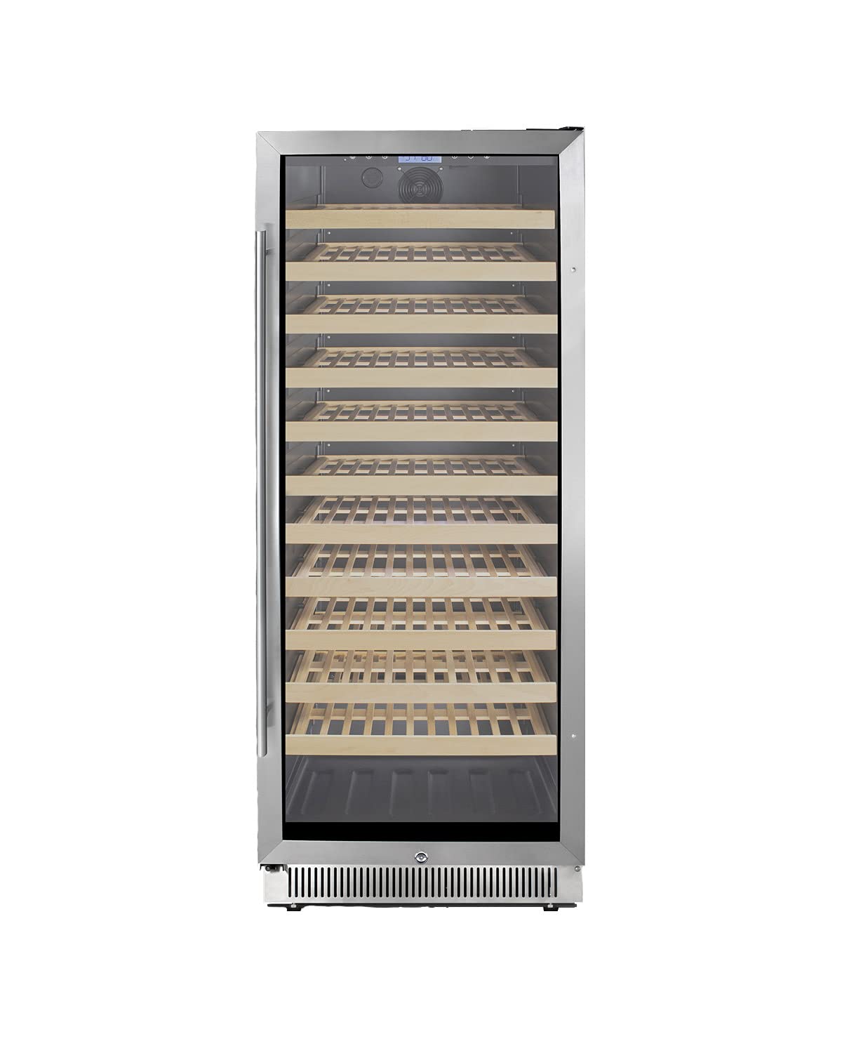 Summit Appliance SWC1127B 24" Wide Single Zone Wine Cellar; 127 bottles; Automatic Defrost; Digital Thermostat, Versatile storage; Wooden Shelving and Factory-Installed Lock