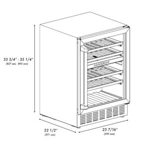 Z Line Kitchen and Bath ZLINE 24" Monument Autograph Edition Dual Zone 44-Bottle Wine Cooler in Stainless Steel with Polished Gold Accents (RWVZ-UD-24-G)