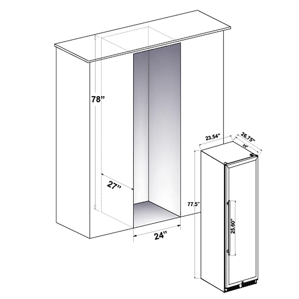 Forno Azienda 24” Inch. Freestanding Wine Cooler Fridge with Quiet Dual Temperature Monitor Zone, Double Layer Glass Door, Display Rack, Multiple Compartment 108 bottles, 55 cans