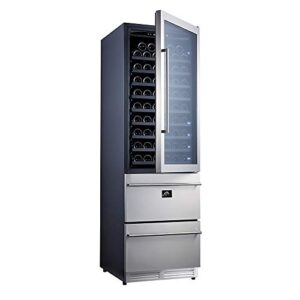 Forno Azienda 24” Inch. Freestanding Wine Cooler Fridge with Quiet Dual Temperature Monitor Zone, Double Layer Glass Door, Display Rack, Multiple Compartment 108 bottles, 55 cans