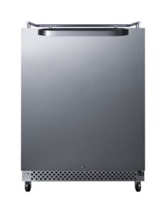 summit appliance sbc696osnk 24' wide built-in outdoor kegerator, weatherproof, full-sized beer dispenser, 6.04 cu.ft capacity, digital thermostat, automatic defrost, led lighting, self-closing door