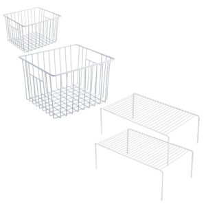 ipegtop 2 pack large (15.7 x 9.4 inch) freezer cabinet storage shelf rack & deep refrigerator freezer baskets.