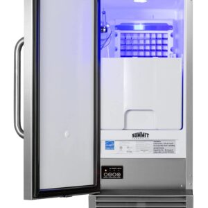 Summit Appliance BIM44GCSSIF Built-in 50 lb. Clear Icemaker; Commercially Approved; Interior Light; Built-in Pump; Leveling Legs; Automatic Defrost; Panel-Ready (Panel Not Included)