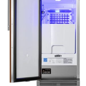 Summit Appliance BIM44GCSSIF Built-in 50 lb. Clear Icemaker; Commercially Approved; Interior Light; Built-in Pump; Leveling Legs; Automatic Defrost; Panel-Ready (Panel Not Included)