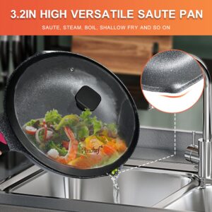 Vinchef Nonstick Skillet with Lid, 11In/5Qt Aluminum Deep Frying/Saute Pan with Lid and Heat Indicator, Anti Scratch and Anti Stain, Induction Compatible