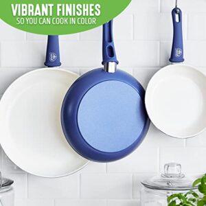 GreenLife Soft Grip Healthy Ceramic Nonstick, 8" 10" and 12" Frying Pan Skillet Set, PFAS-Free, Dishwasher Safe, Blue