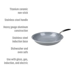 Goodful Ceramic Nonstick 11 Inch Frying Pan, Dishwasher Safe Pots and Pans, Comfort Grip Stainless Steel Handle, Skillet Made without PFOA, Gray