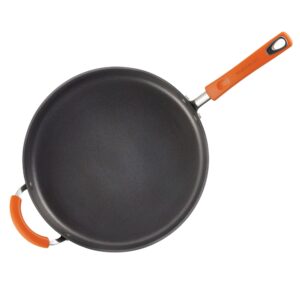 Rachael Ray Brights Hard Anodized Nonstick Frying Pan / Fry Pan / Hard Anodized Skillet with Helper Handle - 14 Inch, Gray