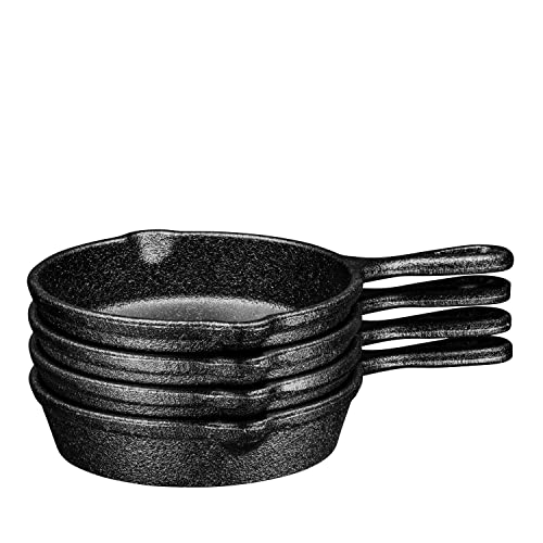 Bruntmor Pre-Seasoned Cast Iron Pan 3.5 Inch Mini Skillet Bundle - Nonstick Frying Pan Heavy Duty Cast Iron Pot | Chef Quality Pans for cooking |For Indoor & Outdoor Use Grill, Stovetop, Oven Safe