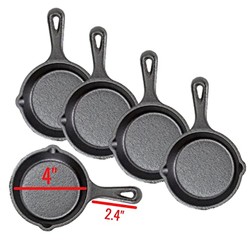 Bruntmor Pre-Seasoned Cast Iron Pan 3.5 Inch Mini Skillet Bundle - Nonstick Frying Pan Heavy Duty Cast Iron Pot | Chef Quality Pans for cooking |For Indoor & Outdoor Use Grill, Stovetop, Oven Safe