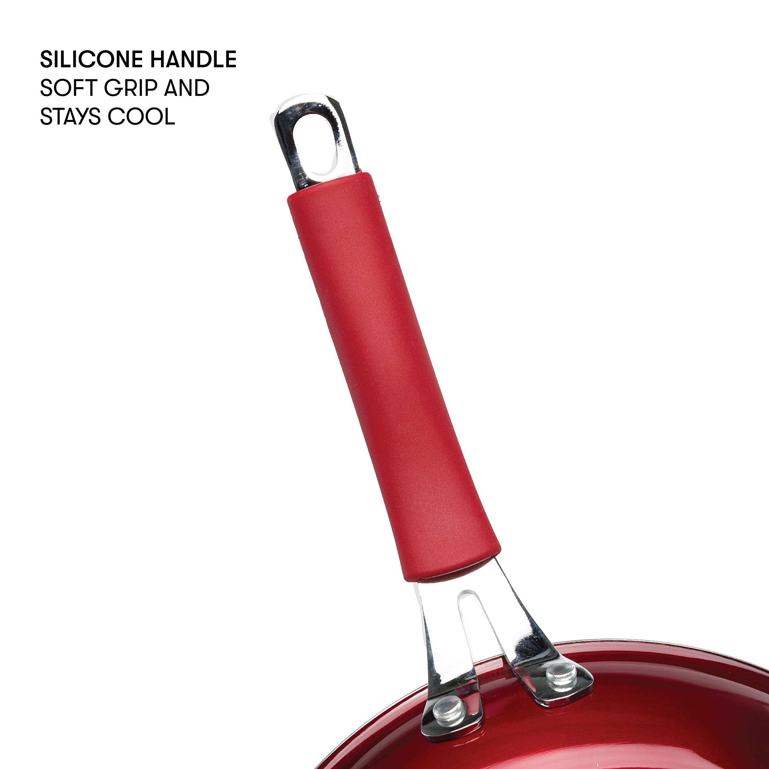 Cooking Light Allure Non-Stick Ceramic Cookware with Silicone Stay Cool Handle, 3 Quart Saucepan, Red