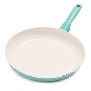 greenpan rio healthy ceramic nonstick 10" frying pan skillet, pfas-free, dishwasher safe, turquoise