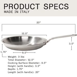 Made In Cookware - 12-Inch Stainless Steel Frying Pan - 5 Ply Stainless Clad - Professional Cookware - Crafted in Italy - Induction Compatible