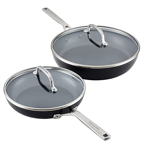 KitchenAid Hard Anodized Induction Nonstick Frying Pans/Skillet Set, 4 Piece - Matte Black