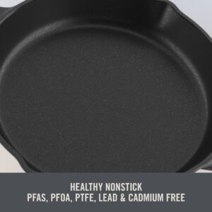 DASH Zakarian 11" Nonstick Cast Iron Skillet with Pour Spouts for Searing, Baking, Grilling, Roasting and More - Black