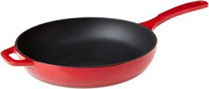 lodge color ec11s43 enameled cast iron skillet, island spice red, 11-inch