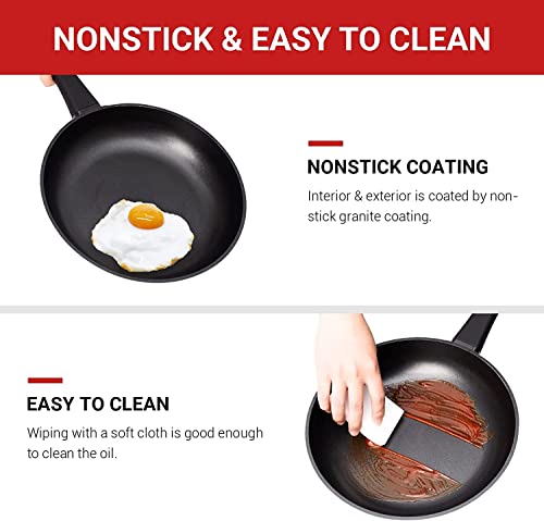 Sakuchi Nonstick Frying Pan 11 Inch, Skillet Non Stick for Induction Cooktop, Cooking Pan with Bakelite Handle, Black