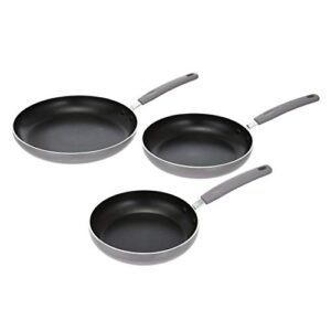 amazon basics ceramic non-stick 3-piece skillet set, 8-inch, 9.5-inch and 11-inch, gray