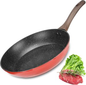 vermonga 11" nonstick granite coating frying pan, pfas-free, pfoa free healthy omelette pan, for gas stove and electric burner, dishwasher safe nonstick frying pan skillet for daily home cooking