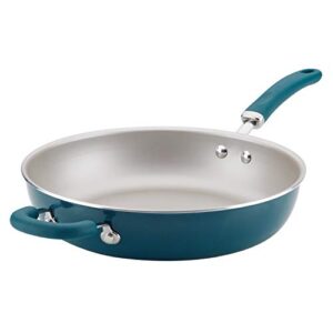 rachael ray create delicious deep nonstick frying pan / fry pan / skillet - 12.5 inch, blue