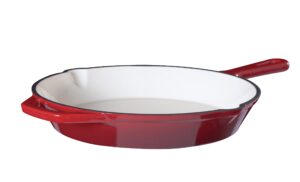 eternal living enameled cast iron 10" skillet fry pan red