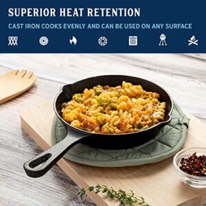 Country Living Pre-Seasoned Cast Iron Skillet, Oven Safe Frying Pans with Silicone Handle Sleeves, Durable Indoor and Outdoor Cookware, Set of Two, 6-Inch and 8-Inch, Black