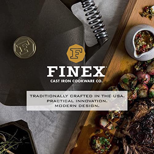 FINEX 12" Cast Iron Skillet with Lid, Modern Heirloom, Handcrafted in The USA, Pre-Seasoned with Organic Flaxseed Oil