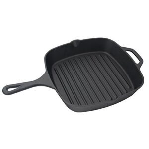 jim beam , pre seasoned cast iron square skillet with ridges, 16", black