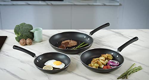 COOKSMARK Aluminum Nonstick Frying Pan Set 3-Piece 8-Inch 9.5-Inch and11-Inch,Dishwasher Safe Cookware Set