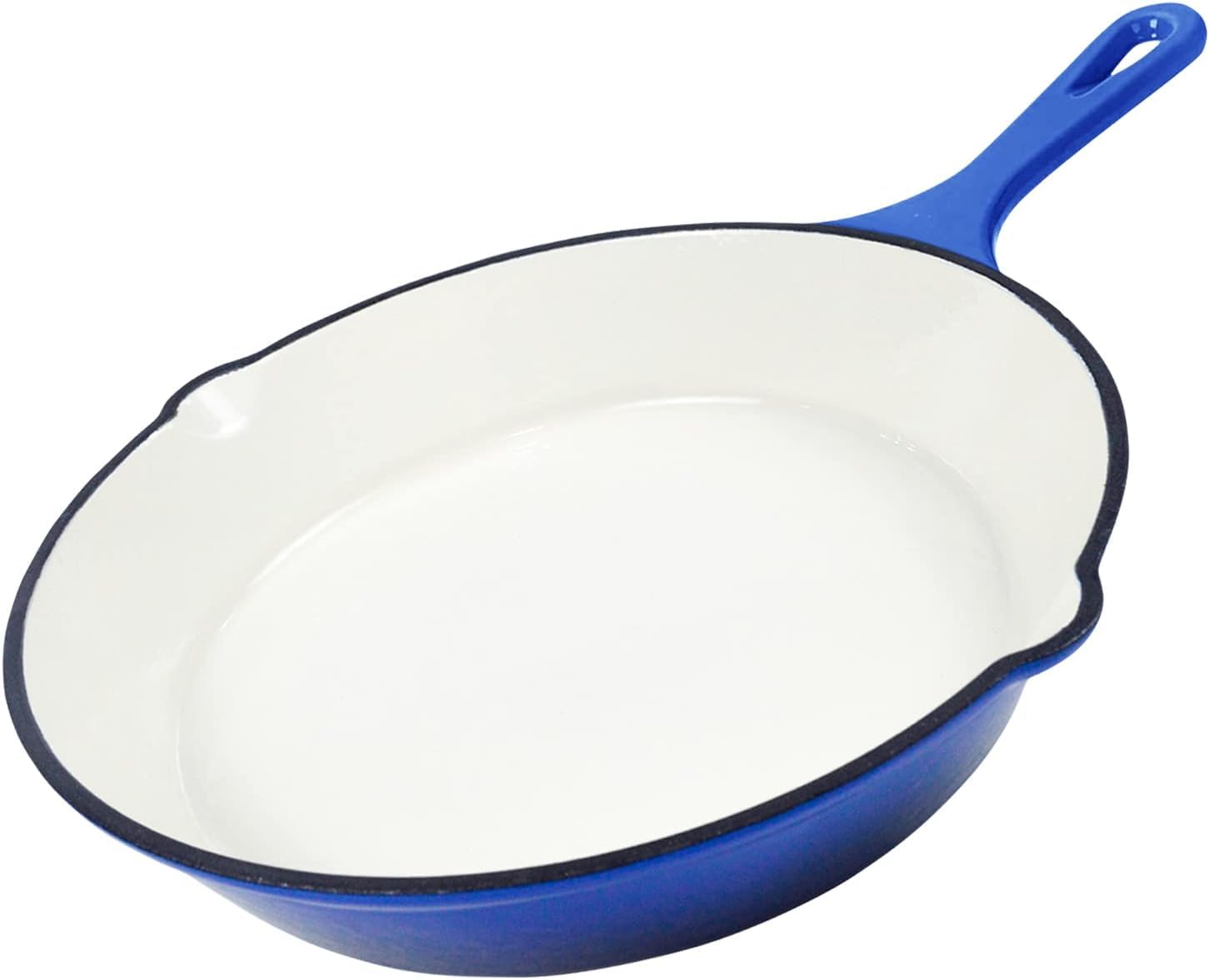 Healthy Choices 8" Small Enameled Cast Iron Pan, White Cast Iron Skillet, Blue Enameled Skillet, Eggs, Sauces, Desserts, BBQ Safe, Small Skillet For Camping, Dishwasher, Induction, Stovetop, Open Fire