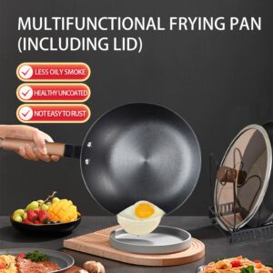 WANGYUANJI Cast Iron Skillets,10" Frying Pan No Coating Durable Egg Omelet Skillet,Steak Skillet Fast Heating Chef Cooking Pan for All Cooktops-Cast Iron Pan (Black)