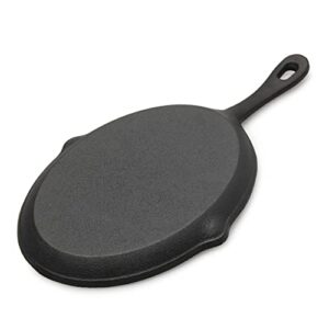 PEBBLEWICK - Cast Iron Fajita Skillet Set - Pre-seasoned with Wooden Base and Mitt - Create Authentic Sizzling Meals with Ease - complete with 7 Inch Tongs