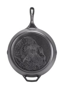 lodge wildlife 13.25 in cast iron skillet with turkey scene