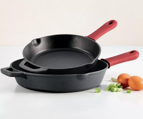 Tramontina Preseasoned Cast Iron 2 Pk Skillets with Silicone Grips