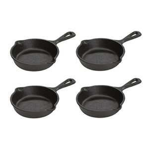 lodge pre-seasoned 3.5-inch cast iron skillet set for side dishes or desserts (set of 4)