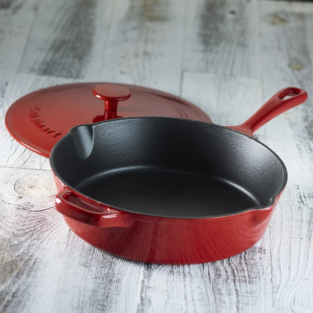 Cuisinart Chef's Classic Enameled Cast Iron 12-Inch Chicken Fryer with Cover, Cardinal Red