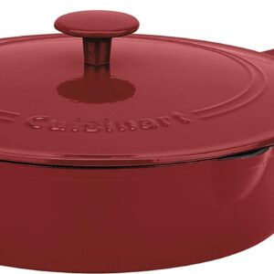 Cuisinart Chef's Classic Enameled Cast Iron 12-Inch Chicken Fryer with Cover, Cardinal Red