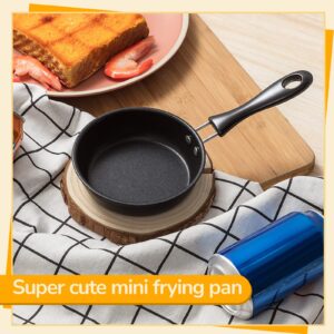 Tessco 2 Pieces Mini Cast Iron Skillet 4.7 Inch Round Mini Non Stick Fry Pan Single Egg Frying Pan with Heat Resistant Handle for Cooking Baking Cookie Brownie