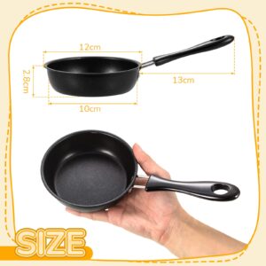 Tessco 2 Pieces Mini Cast Iron Skillet 4.7 Inch Round Mini Non Stick Fry Pan Single Egg Frying Pan with Heat Resistant Handle for Cooking Baking Cookie Brownie