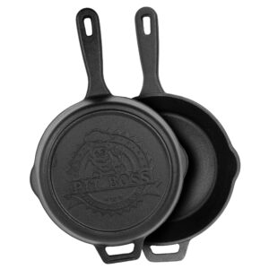 pit boss 14” cast iron deep skillet w/ lid, black