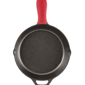 Lodge L14SK3 15-Inch Pre-Seasoned Cast-Iron Skillet & Silicone Hot Handle Holder - Red Heat Protecting Silicone Handle Cast Iron Skillets with Keyhole Handle