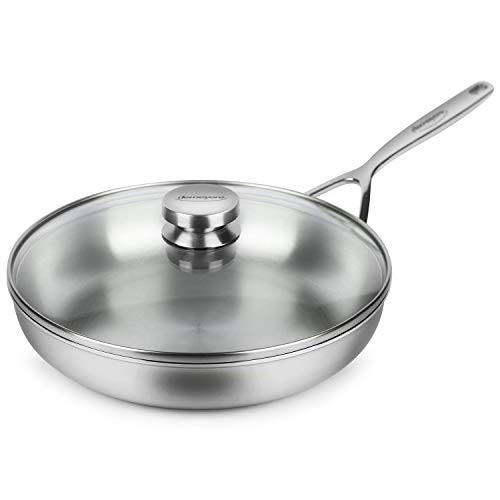 Demeyere 5-Plus 11" Fry Pan Skillet with Glass Lid - 5-Ply Stainless Steel, Made in Belgium