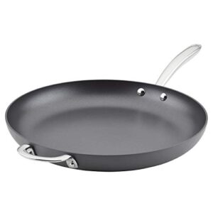 rachael ray 80089 professional hard anodized nonstick frying/fry pan/skillet with helper handle, 14 inch - gray