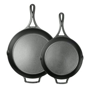 lodge blacklock cast iron skillet set - 10.25" & 12" skillets - preseasoned cast iron skillet pans - easy cleanup - lightweight design - cast iron cookware - premium cast iron skillets