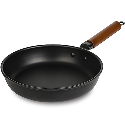 NWEWD Carbon Steel Frying Pan, 9.5-Inch, Nonstick, Omelette Pan, Pancake Pan, Chemical-Free, Easy to Clean, Ergonomic Handle, Safe on All Stove Top