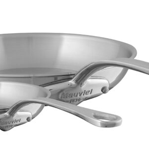 Mauviel M'Cook 5-Ply Polished Stainless Steel 2-Piece Frying Pan Set With Cast Stainless Steel Handles, Made In France